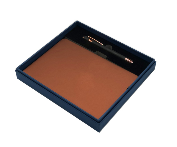 COFFRET BLOC NOTE + STYLO DE LUX MARRON | PETIT MBOPPI